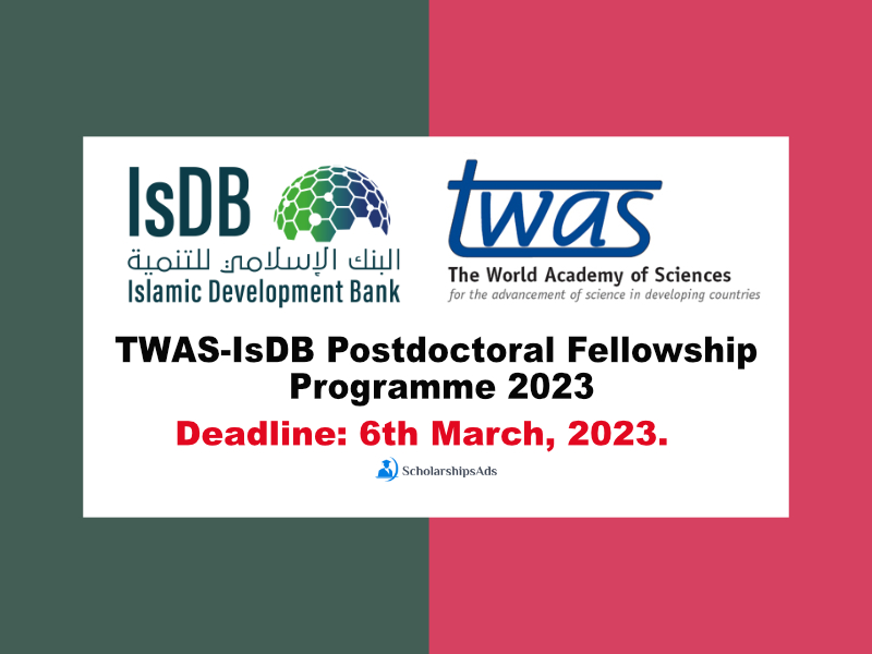 Twas Isdb Postdoctoral Fellowship Programme 2023